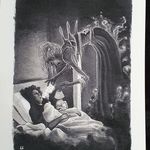 Sleep Paralysis Demon Painting, Dark Art, Horror, Ghost, Ink A5 Fine ...