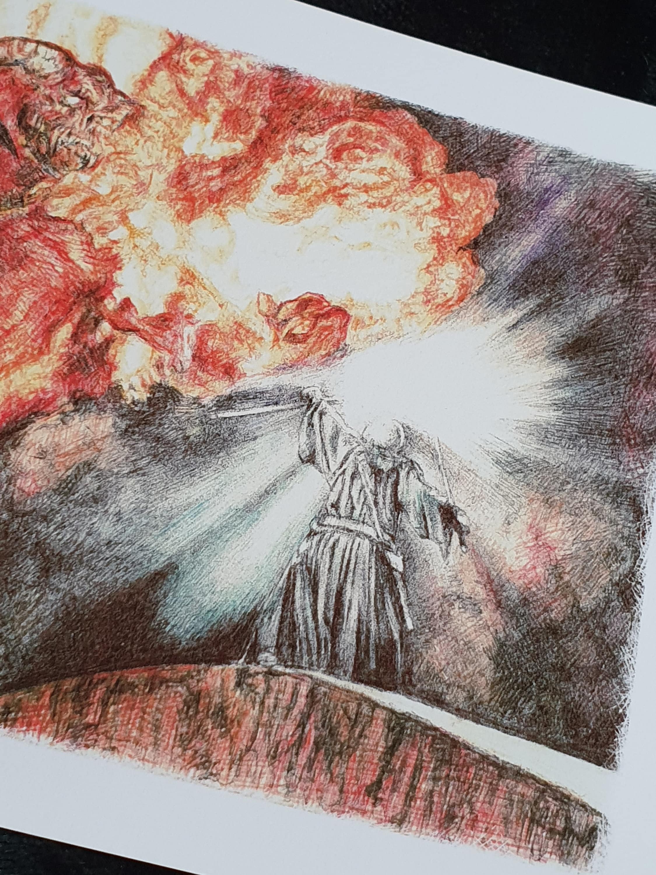 Gandalf & Balrog Pen Drawing, A5 Fine Art Print. You Shall Not Pass ...