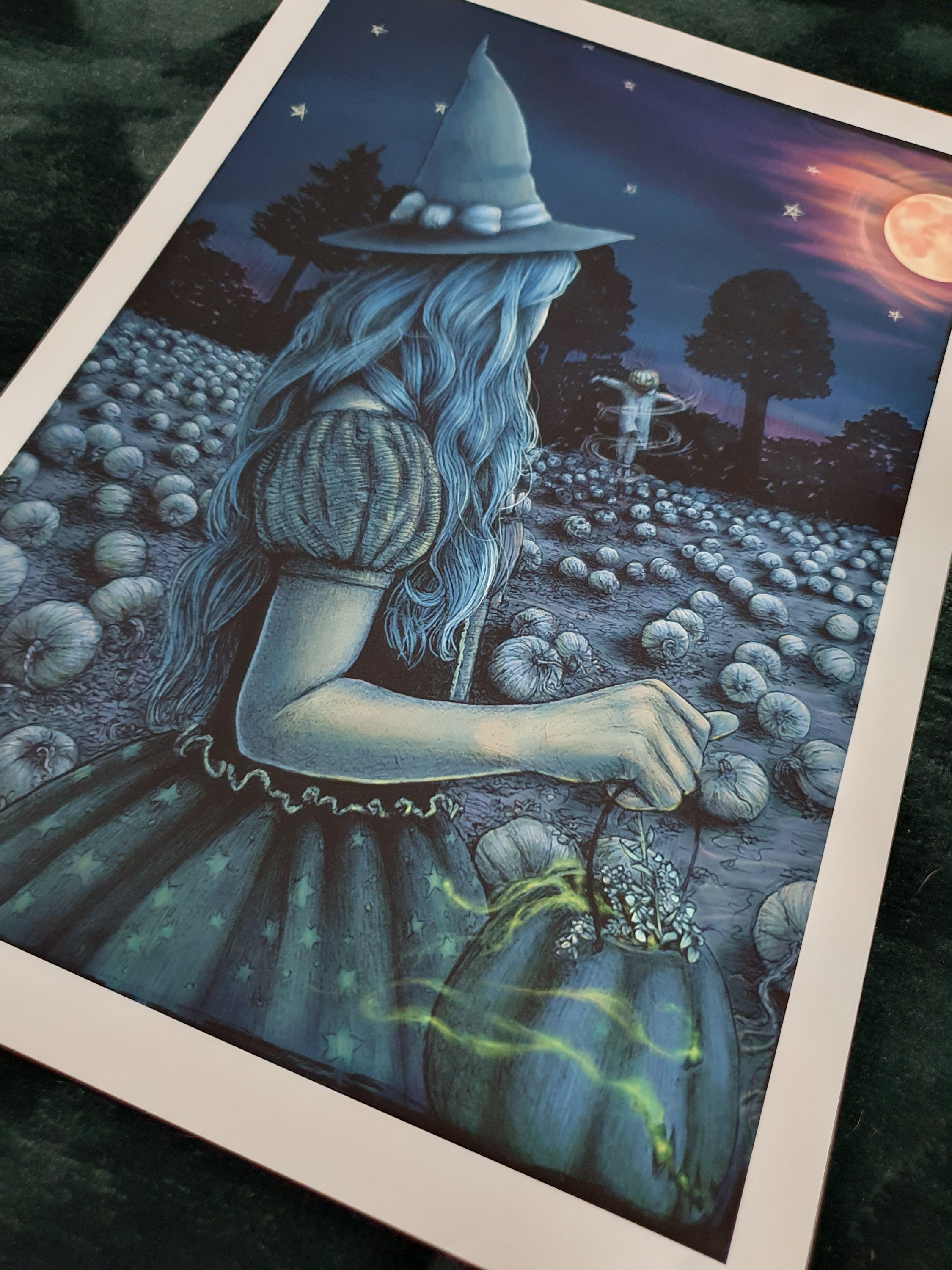 Witch Pumpkin Painting, A4 Fine Art Print. Witches, Witchcraft, Spooky ...