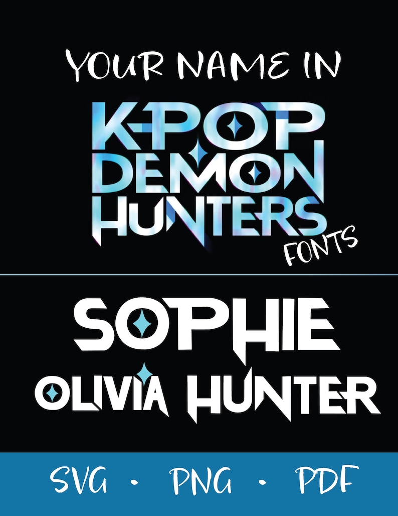 Personaliza el nombre con fuentes de K Pop Demon Hunters, invitación de ...