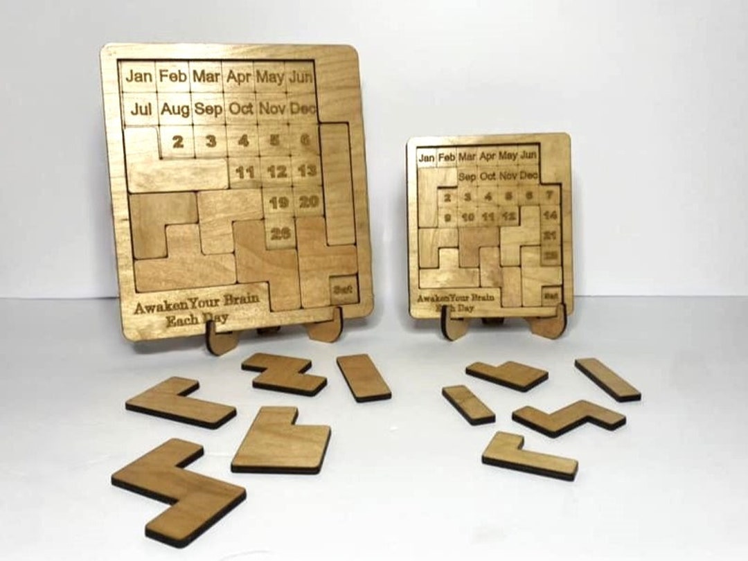 Wooden Calendar Puzzle Laser Engraved Handcrafted Brain Teaser. Choose ...