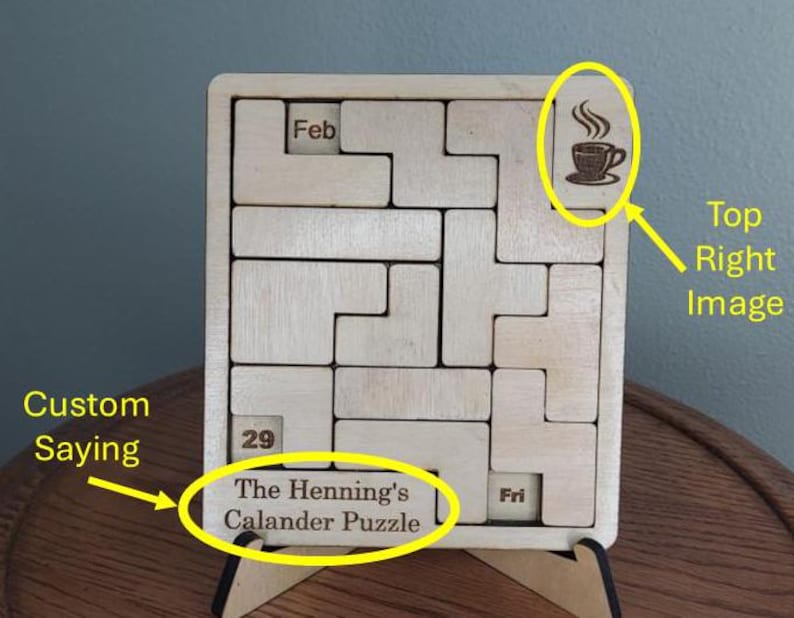 Custom Wooden Calendar Puzzle, Laser Engraved Brain Teaser - Etsy