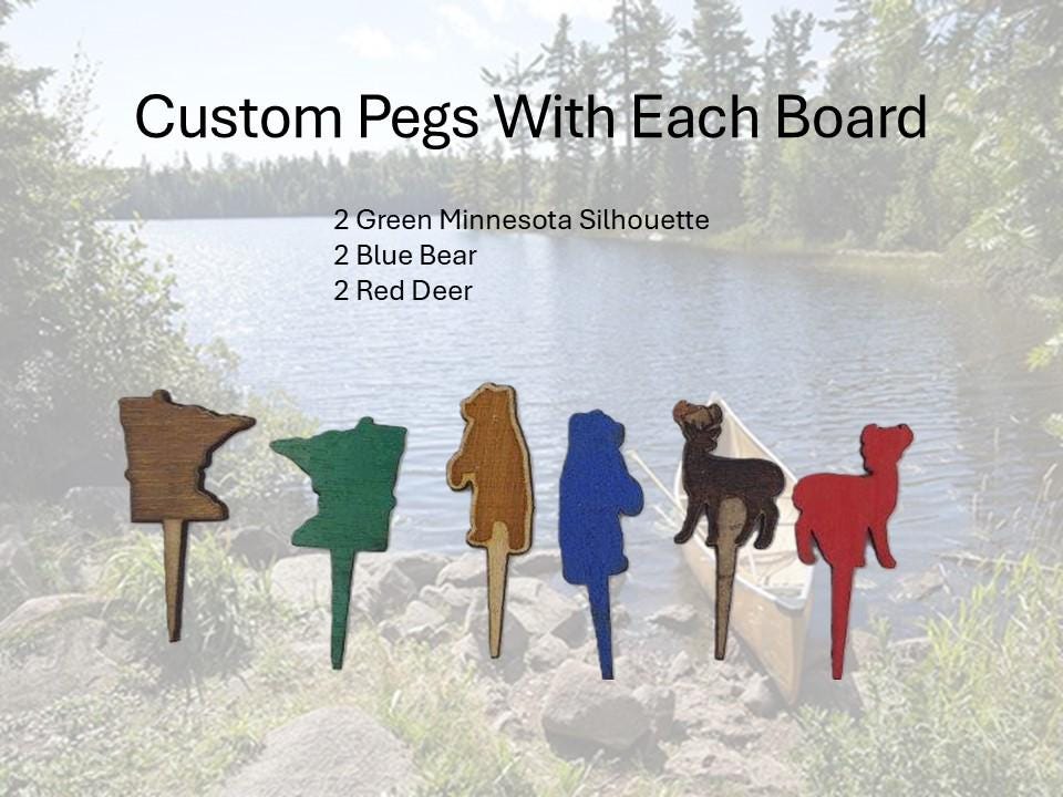 Minnesota Cribbage Board, Laser Cut Wood in Minnesota Shape, Game Board ...