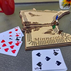 Minnesota Cribbage Board, Laser Cut Wood in Minnesota Shape, Game Board ...