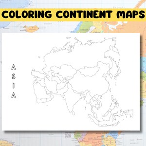 Continent Maps Coloring Pages – Kids' Educational Activity (digital ...