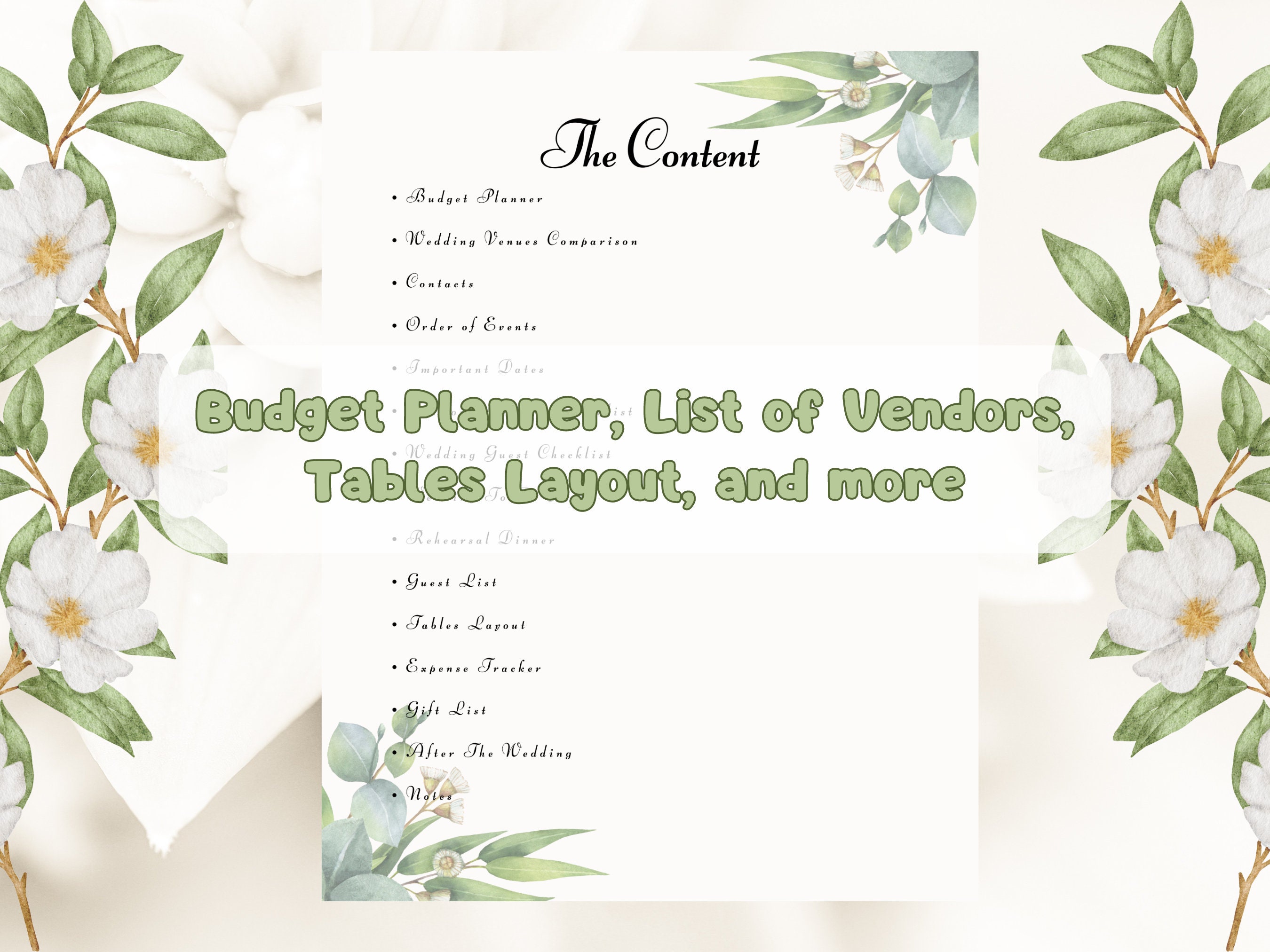 Printable Wedding Planner, Tables Layout, Vendor Tracking (PDF) - Etsy
