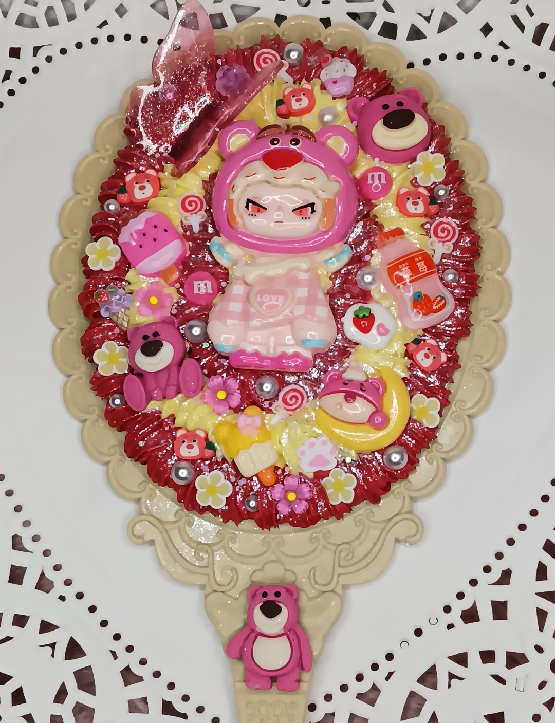 Strawberry Bear/angry Dora Decoden Decorated Hand/vanity Mirror - Etsy