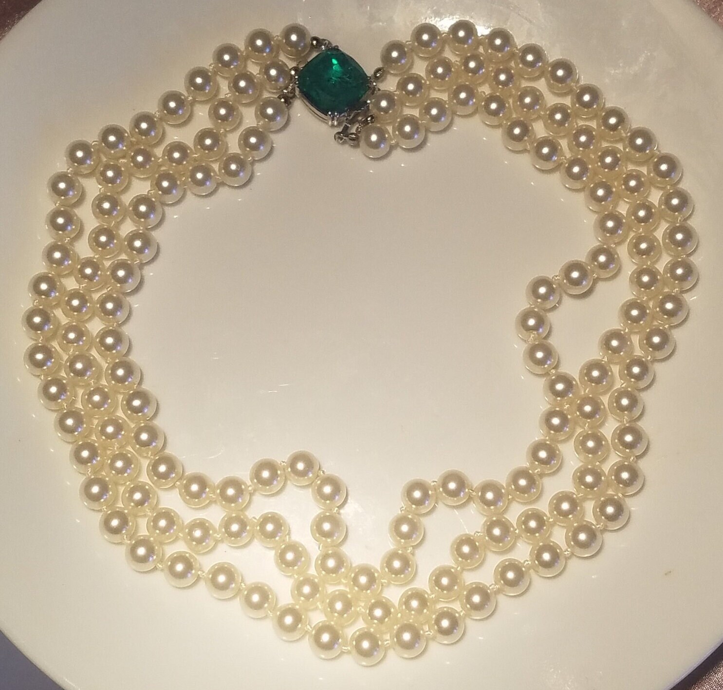 Ciner Emerald Pearl Necklace - Etsy