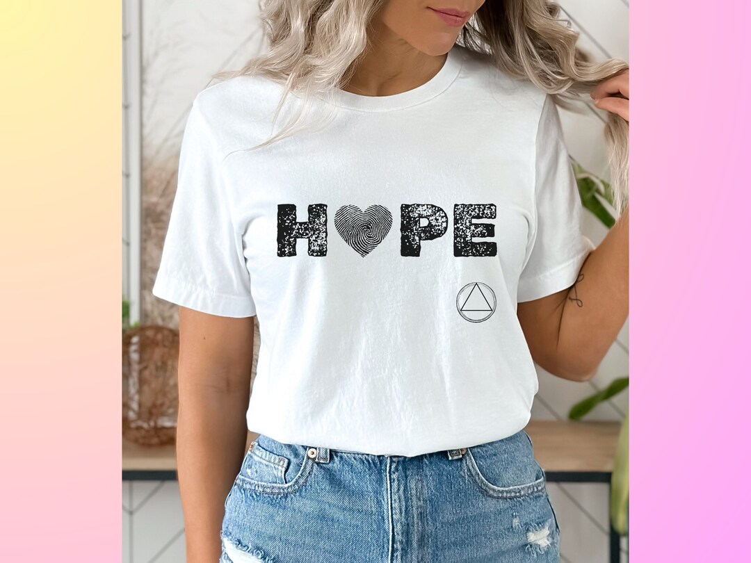 Tshirt With Hope and Heart Symbol, AA NA Addiction Apparel, Sobriety ...