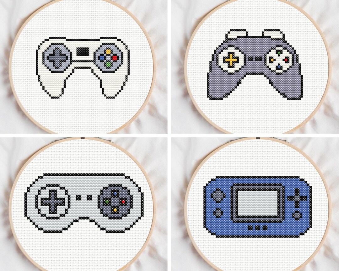 Video Game Controllers Cross Stitch Pattern: Set of 4 Small (digital ...