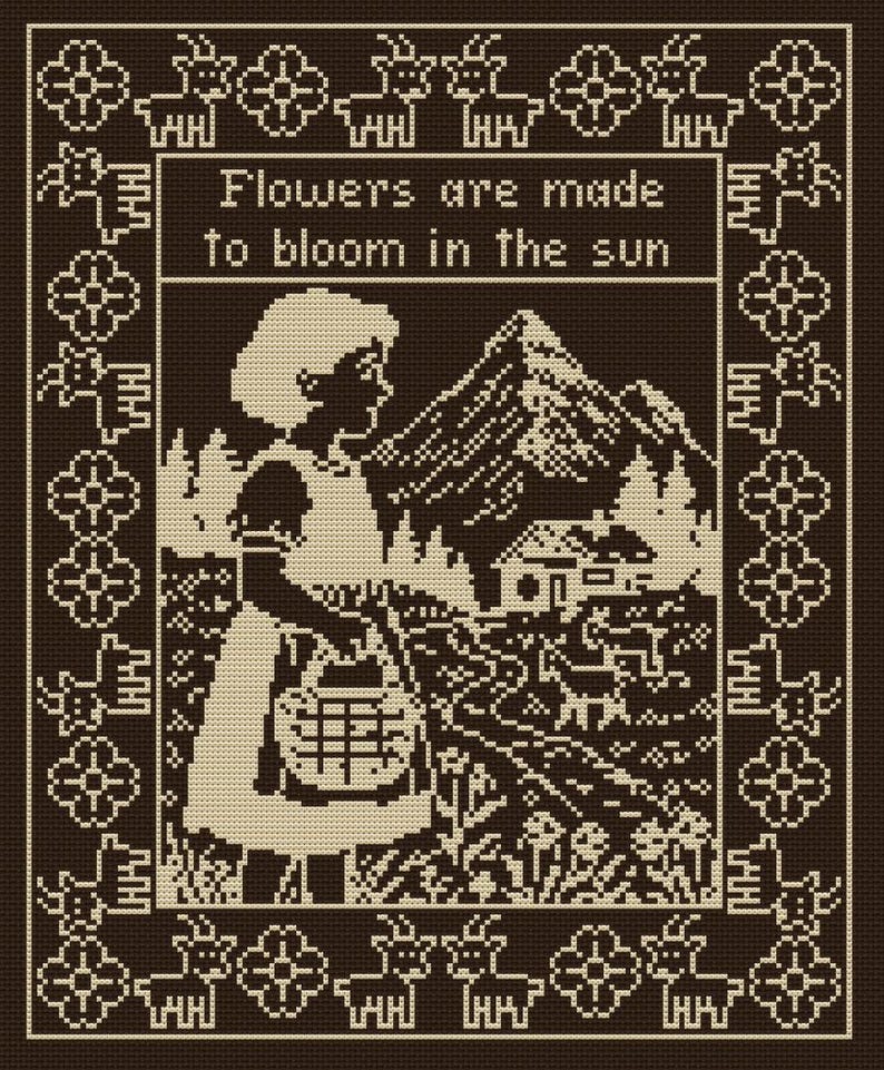 Heidi Sampler Cross Stitch Pattern: Monochrome (digital Download, PDF ...