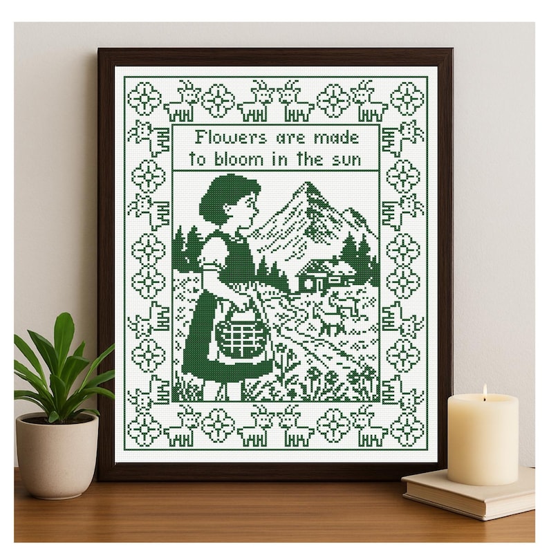 Heidi Sampler Cross Stitch Pattern: Monochrome (digital Download, PDF ...