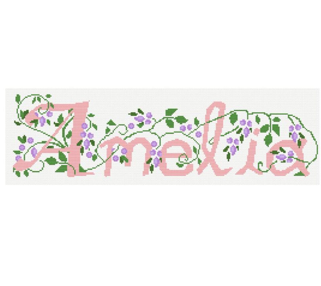 Custom Floral Baby Name Cross Stitch Pattern: Personalized Nursery ...