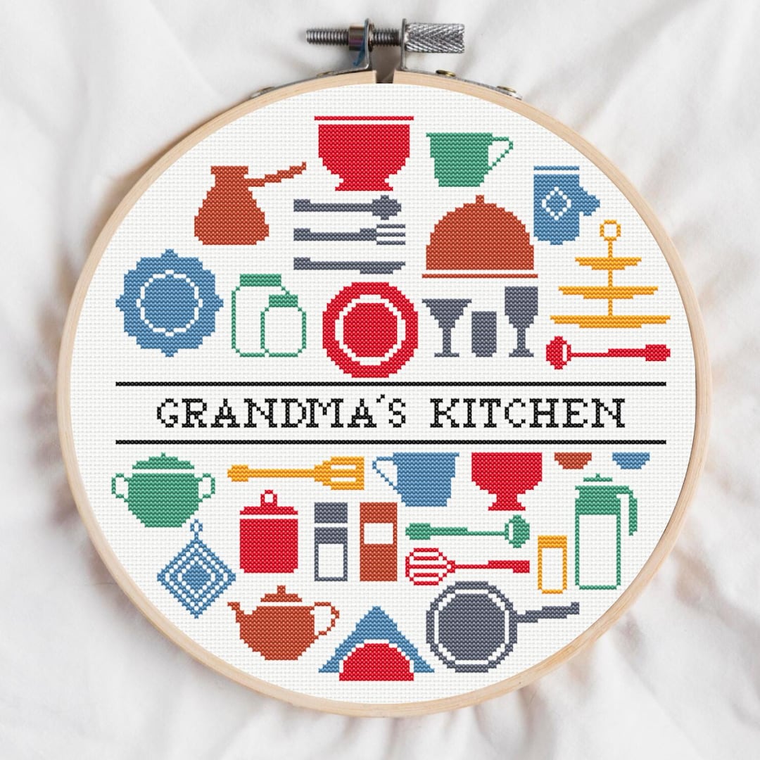 Colorful Kitchen Sign Cross Stitch Pattern: Customizable (digital ...