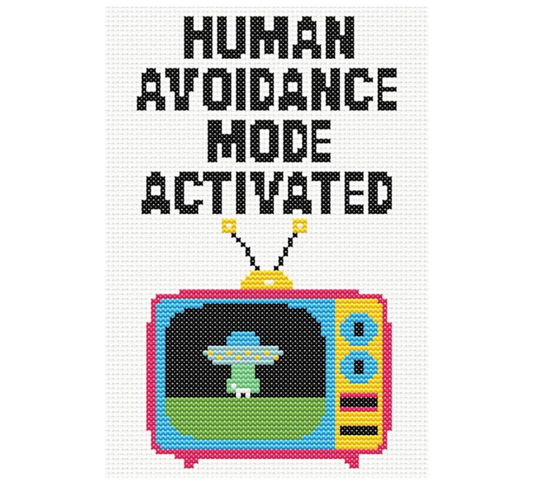 Human Avoidance Mode Activated TV UFO Digital Cross Stitch Pattern ...