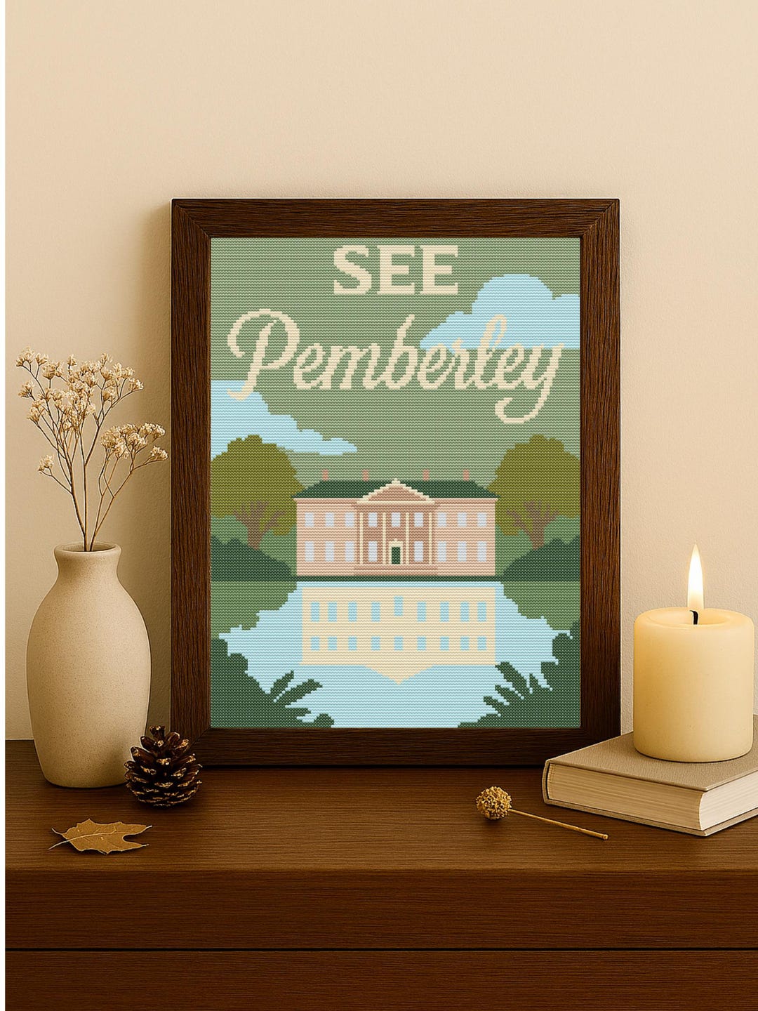 See Pemberley Cross Stitch Pattern: Pride and Prejudice Travel Design ...