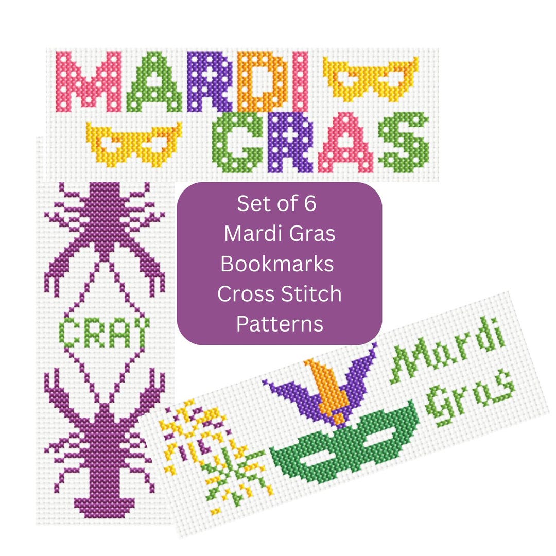 Mardi Gras Bookmarks Cross Stitch Pattern: Set of 6, Masquerade ...