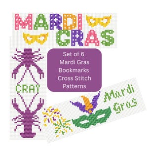 Mardi Gras Bookmarks Cross Stitch Pattern: Set of 6, Masquerade ...