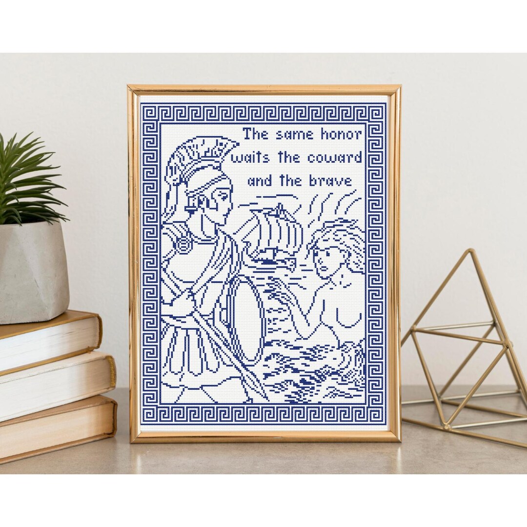 Iliad and the Odyssey Sampler Cross Stitch Pattern: Monochrome (digital ...