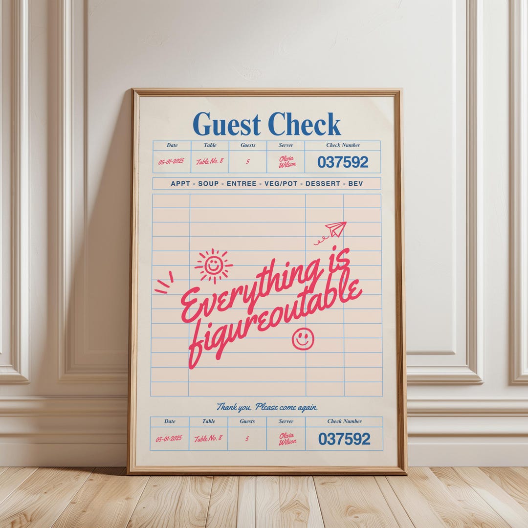 Hot Pink Guest Check Poster | Girly Everything is Figureoutable Guest ...
