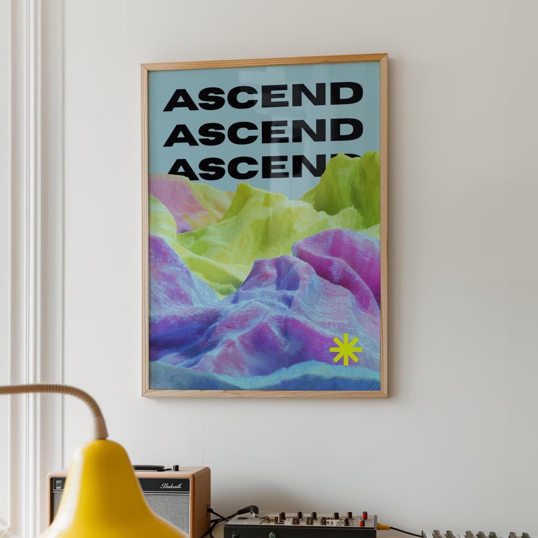 Ascend Sculptural Wall Art, Parametric 3D Poster, Futuristic Typography ...