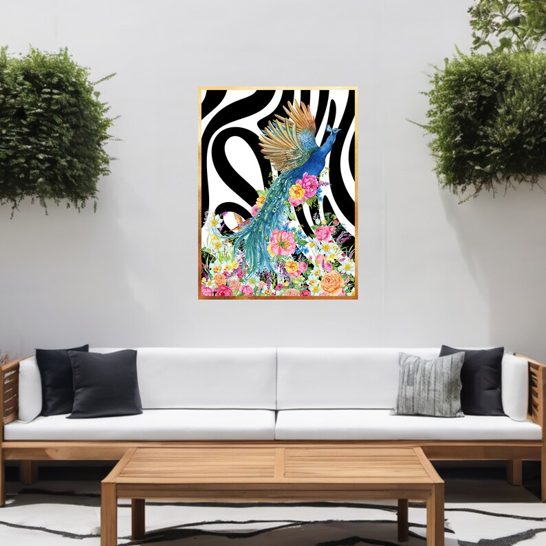 Peacock Outdoor Wall Art Garden Decor Colourful Artwork Tropical Birds Backyard Ts