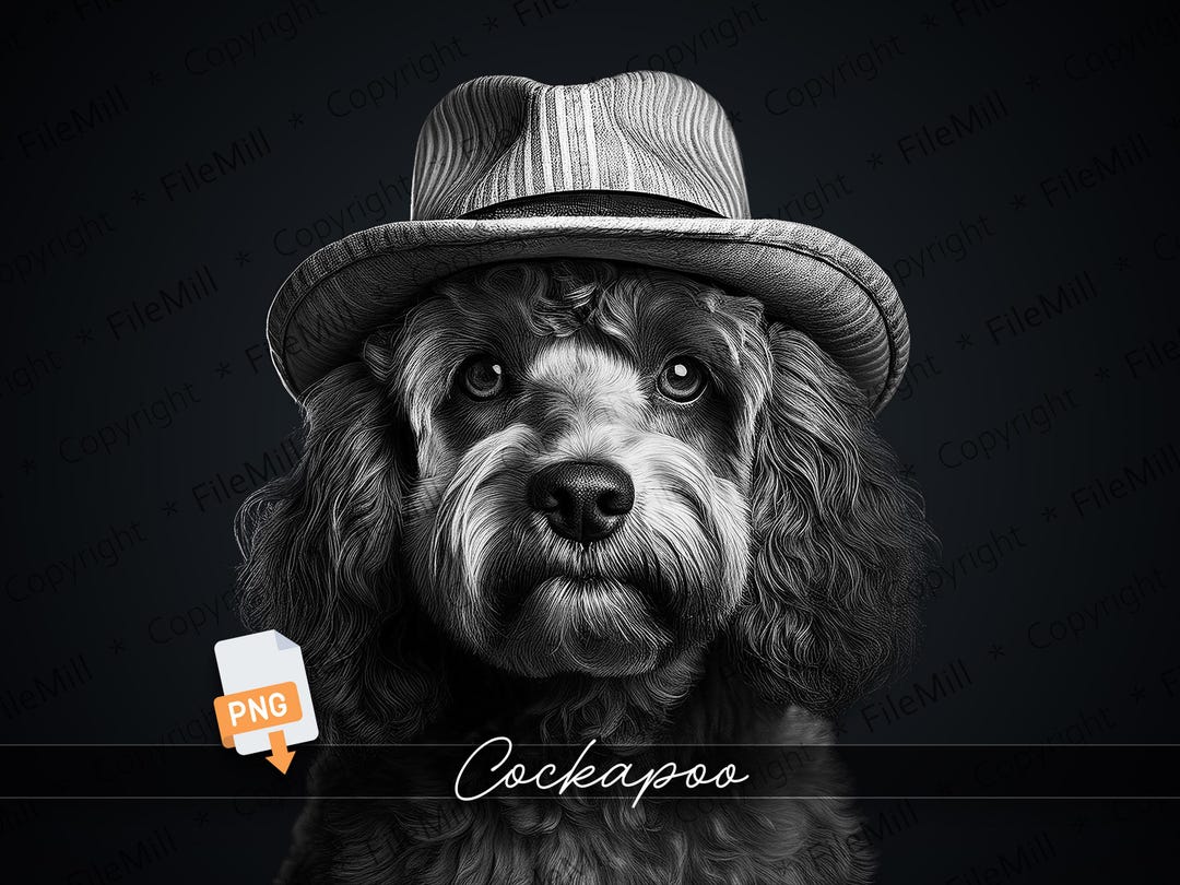 Cockapoo With Hat PNG File Transparent Design for Sublimation, Laser ...