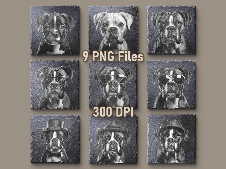 Boxer Dog Laser Engraving PNG Files: Illusion Art, Slate Coasters ...