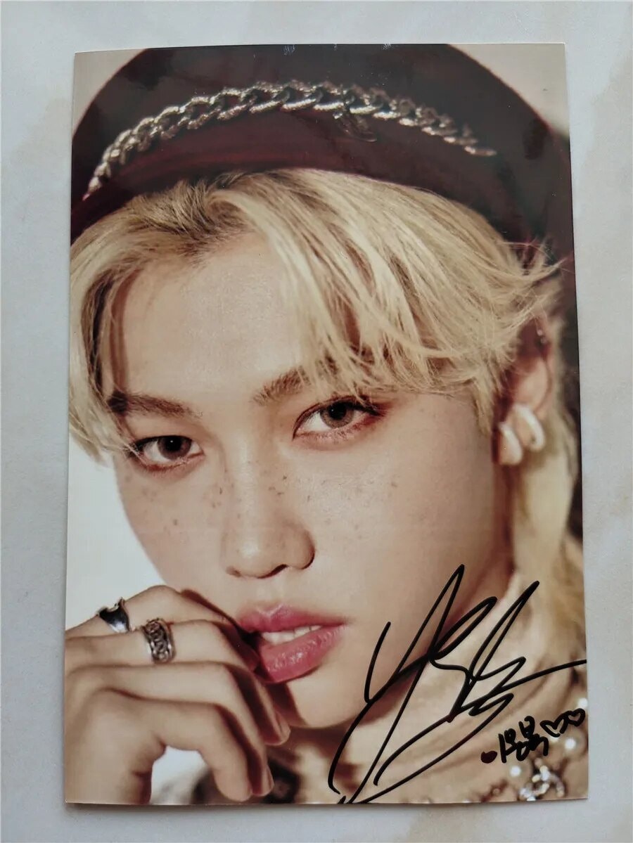 Stray Kids Felix Signed Photo ONLY ONE Authentic Autographed K-pop Photocard Merch STAY ...
