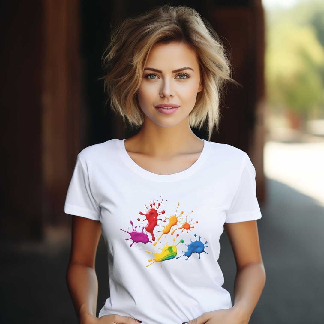 Splash of Colour T-shirt , Vibrant Paint Splatter Tee , Casual ...