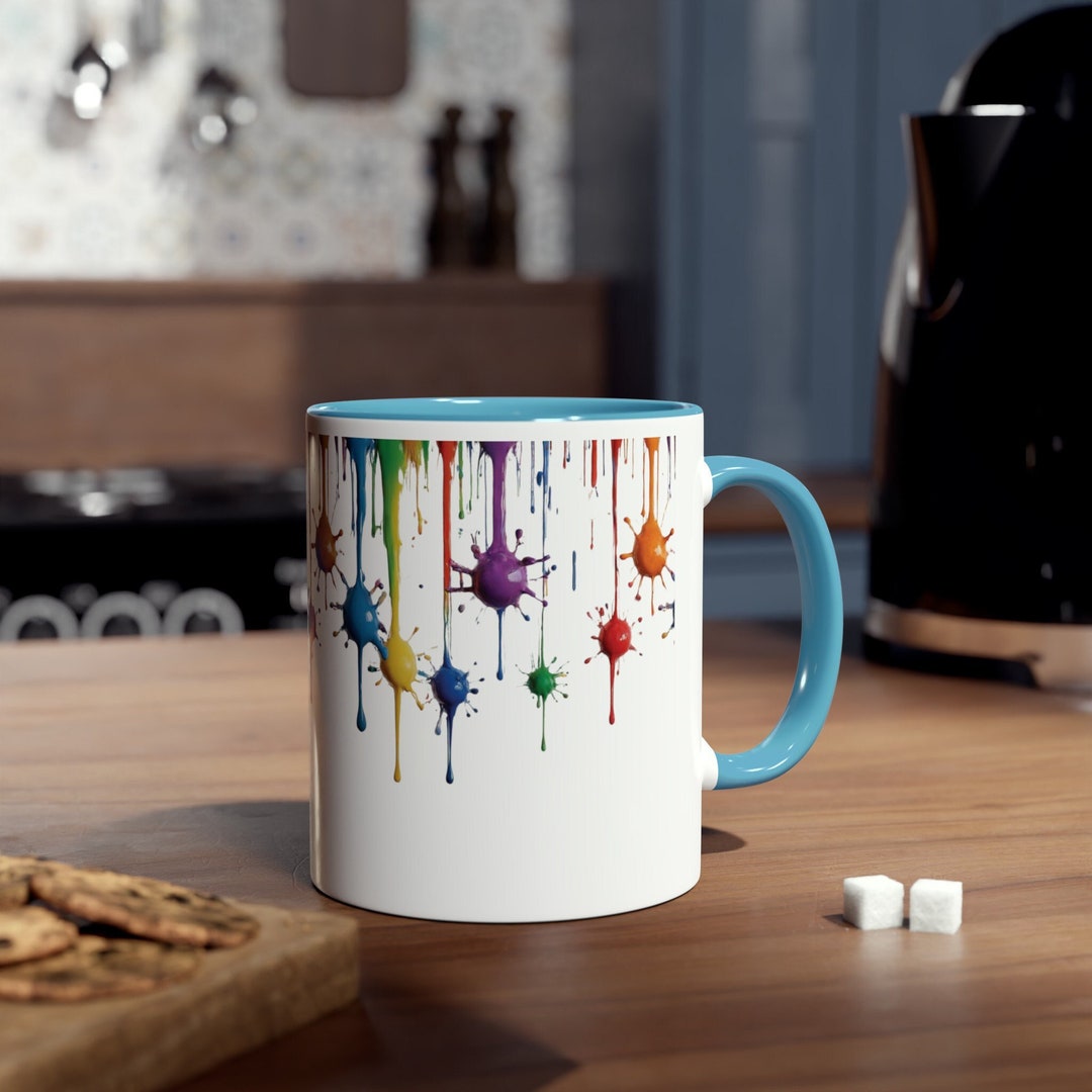 Paint Dribble Art Coffee Mug, DIY Gift, Unique Ceramic Cup for Coffee ...