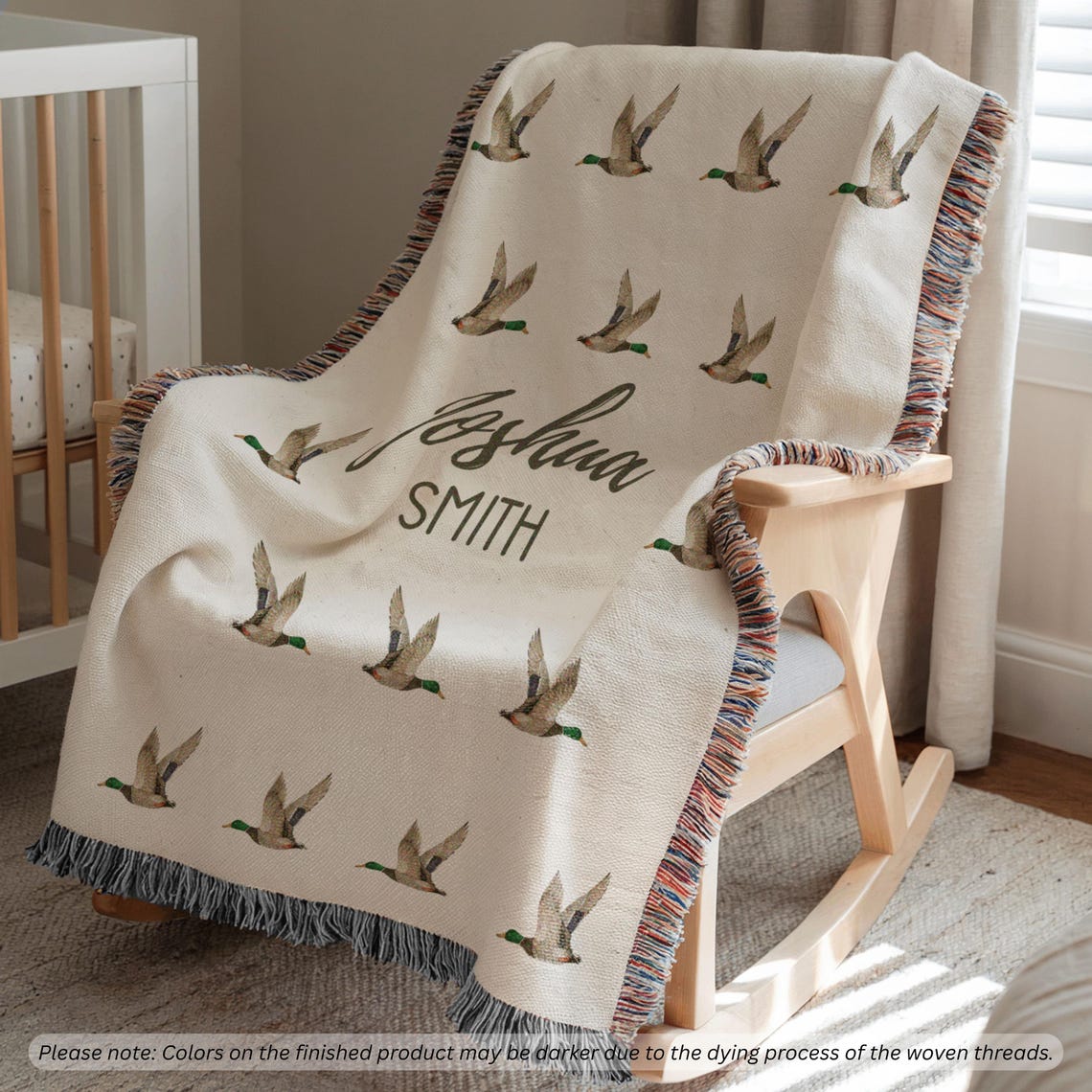 Personalized Mallard Duck Woven Throw Blanket With Name, Hunting Baby ...