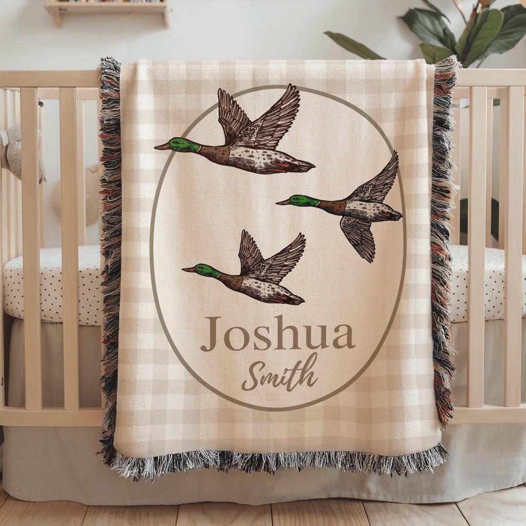 Personalized Mallard Duck Woven Throw Blanket With Name, Hunting Baby ...