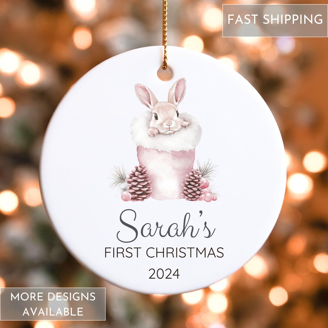 Personalized Babys 1st Christmas Ornament, Custom Baby Girl First ...