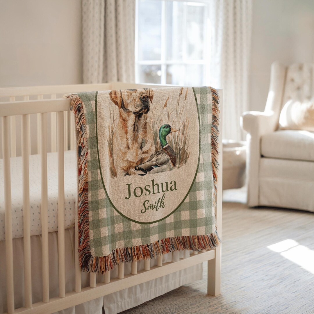 Personalized Mallard Duck Woven Throw Blanket With Name, Hunting Baby ...