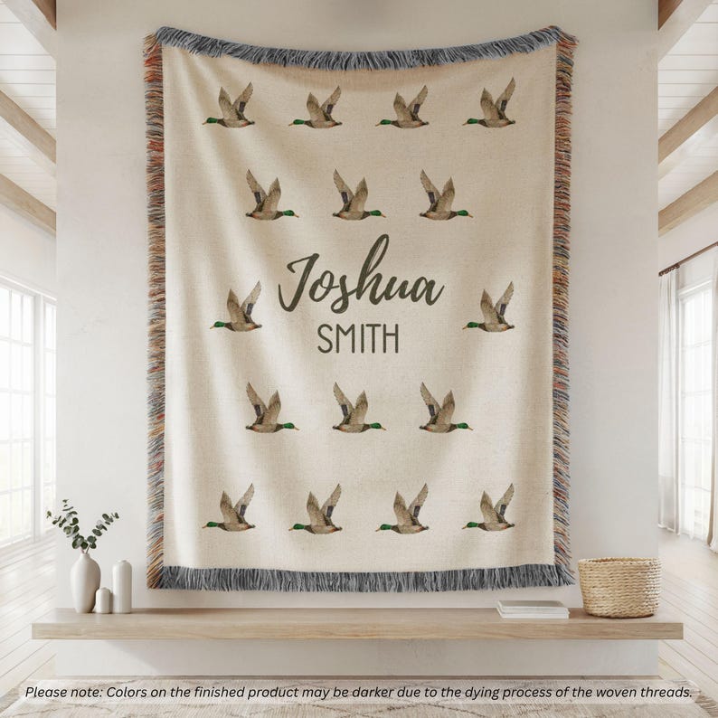 Personalized Mallard Duck Woven Throw Blanket With Name, Hunting Baby ...