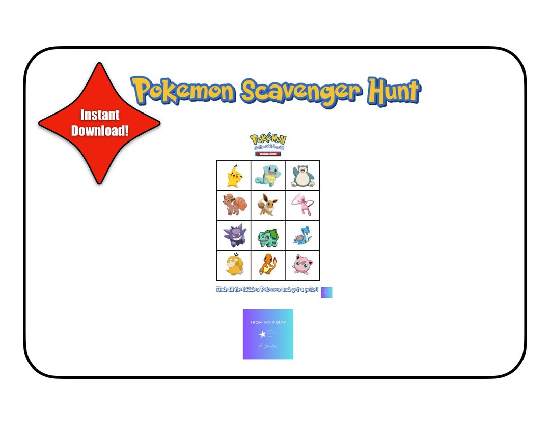 Pokemon Scavenger Hunt Printable Digital Download - Etsy