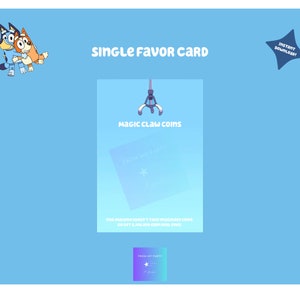 Blue Dog Themed Party Favor Cards Magic Claw Coins Single Card Digital ...