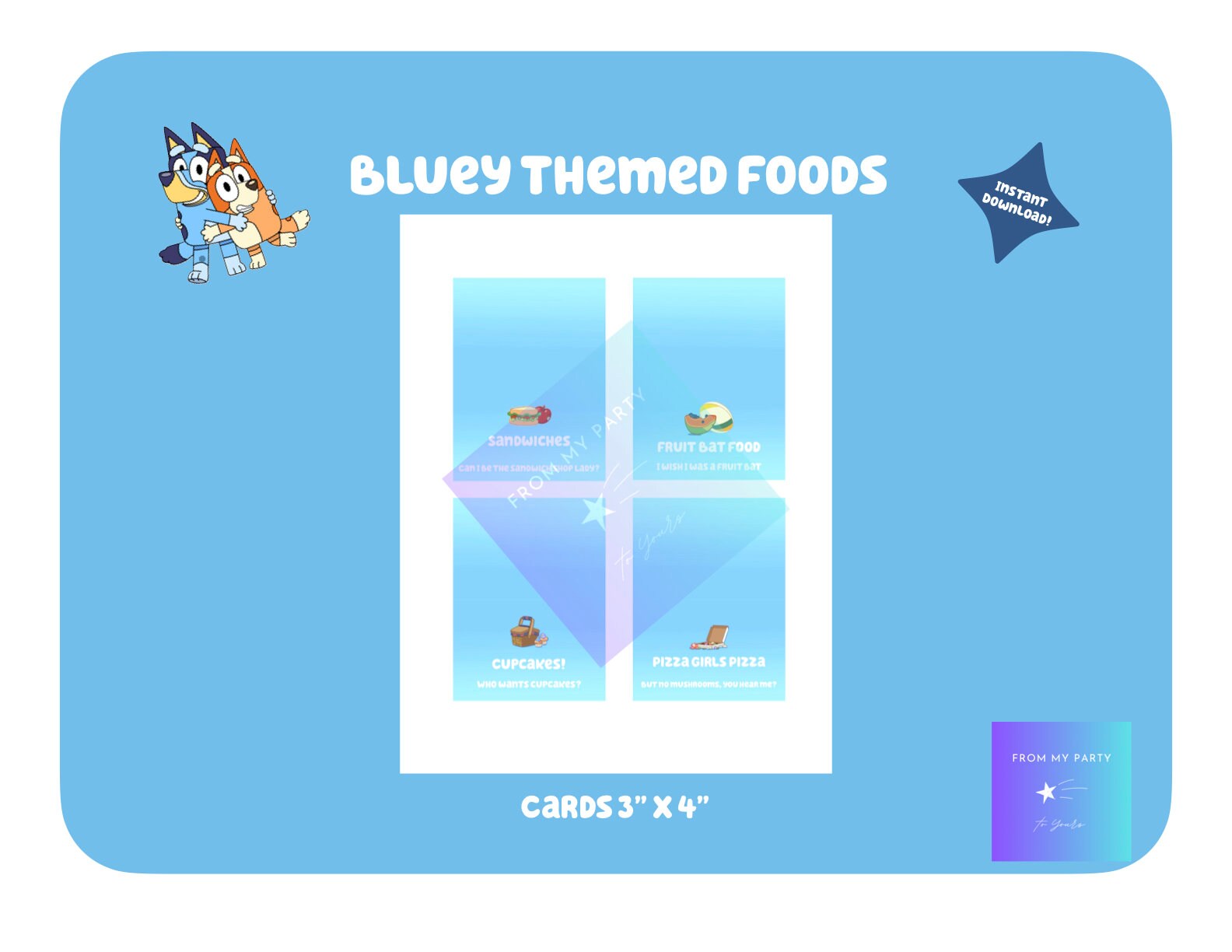Blue Dog Themed Party Food Tents Set of 20 Digital Download - Etsy