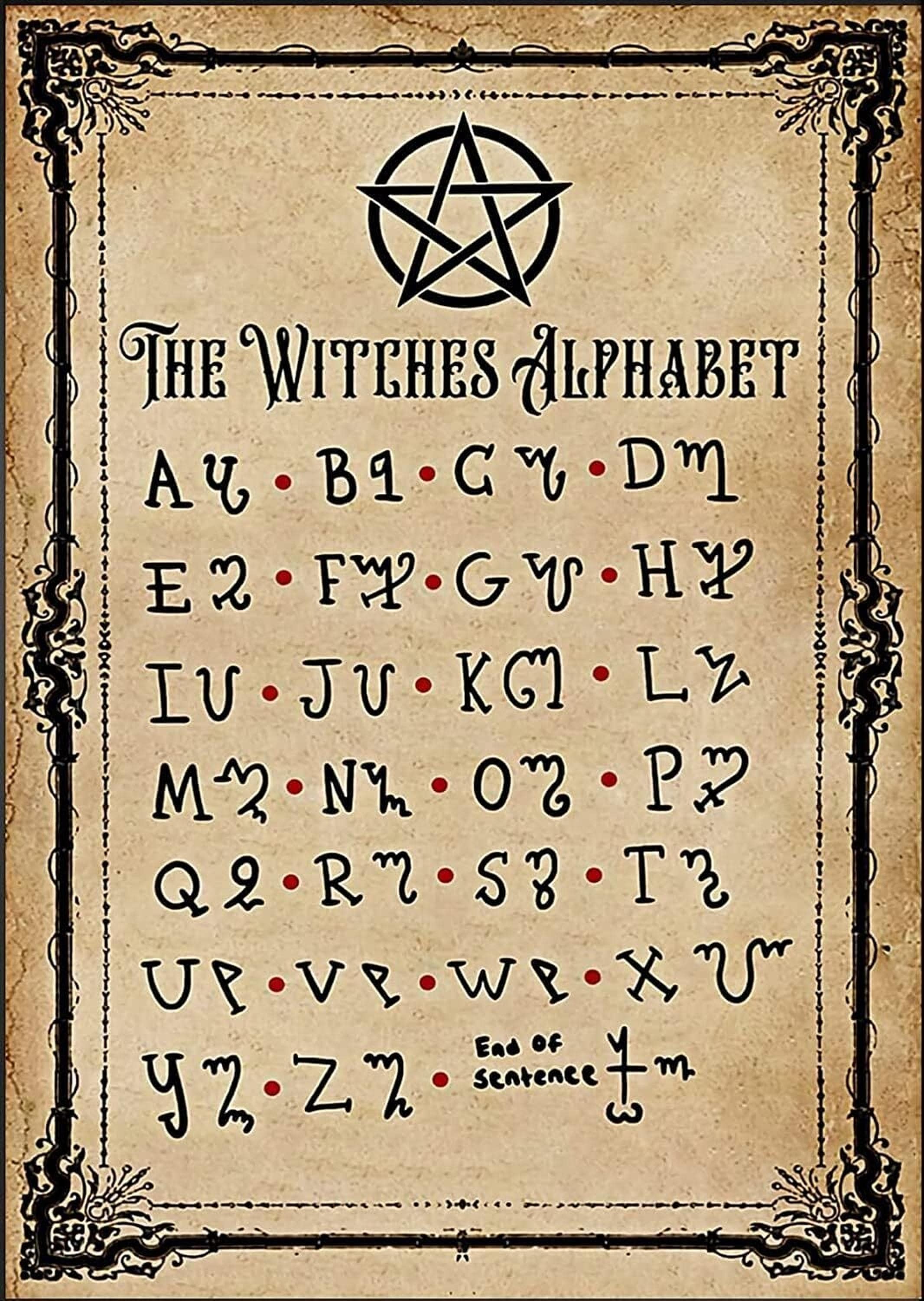 Witches Alphabet Enchanting Wall Art Book of Shadows Pages for Pagan ...