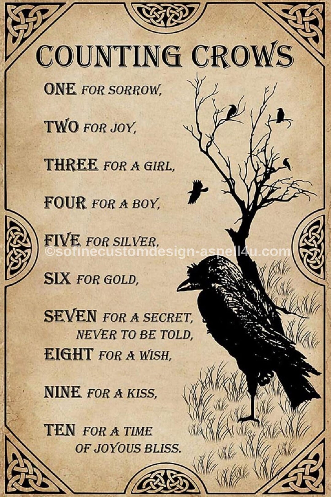 Counting Crows Poem Art, Gothic Printable Poster (digital Download) - Etsy