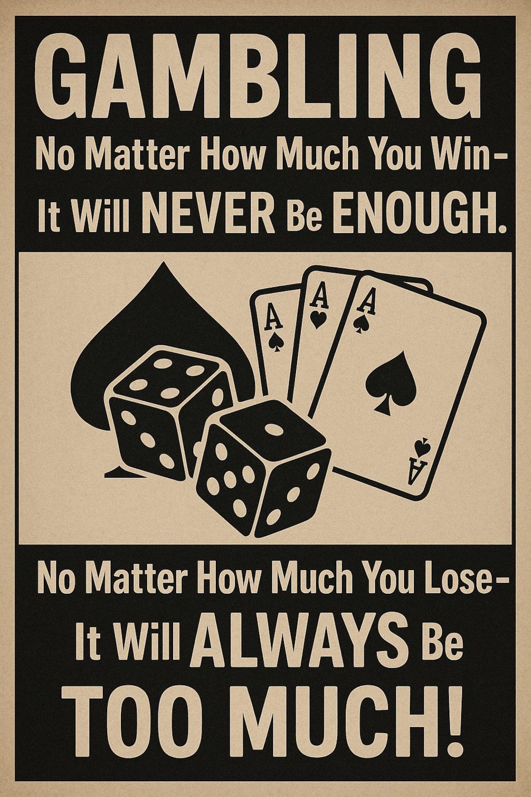Gambling Addiction Awareness Poster – Vintage Style Art (digital ...