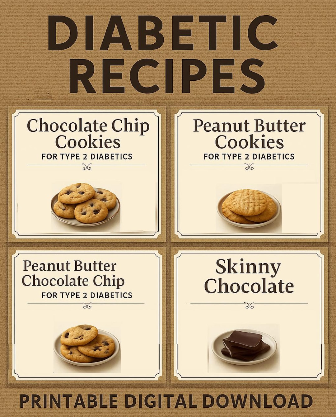 Diabetic Cookie Recipe Card Set – Low Sugar Baking (JPG, PDF) - Etsy ...