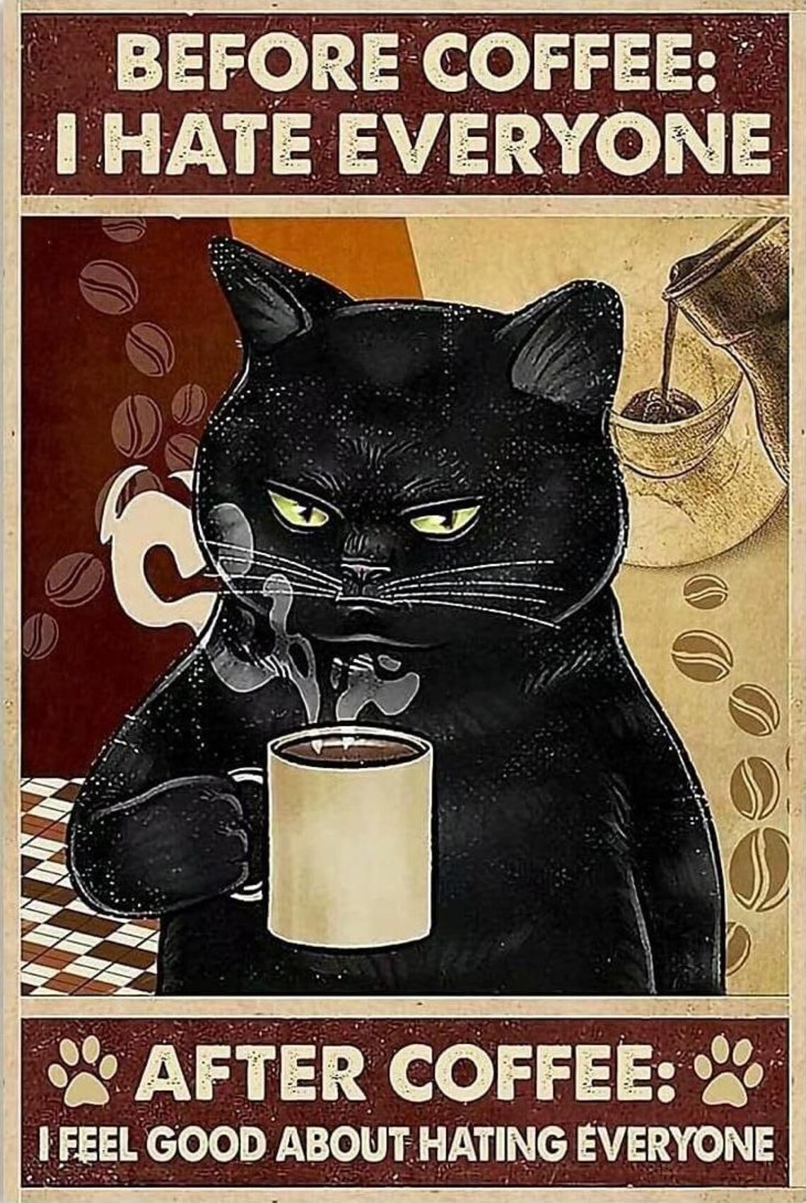 Black Cat Before Coffee After Coffee Hate Everyone AI Enhanced ...