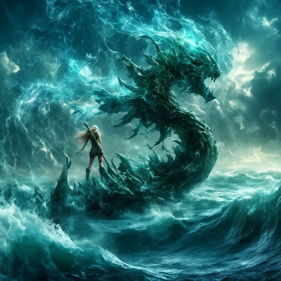 Viking Norse Sea Goddess Dragon - Digital Download Art Print for Canvas ...