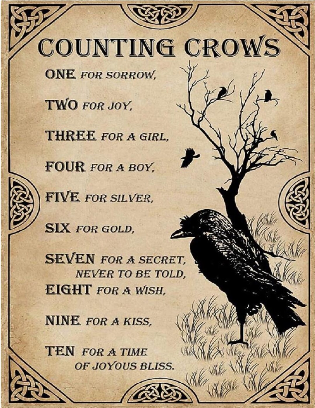 Counting Crows Poem Print | Halloween, Wicca Coven Art (digital ...