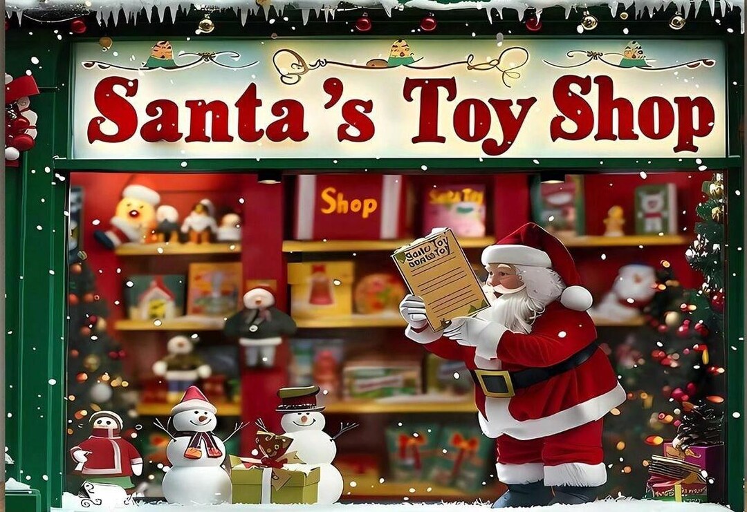 Santa's Toy Shop Christmas Backdrop Art (digital Download) - Etsy