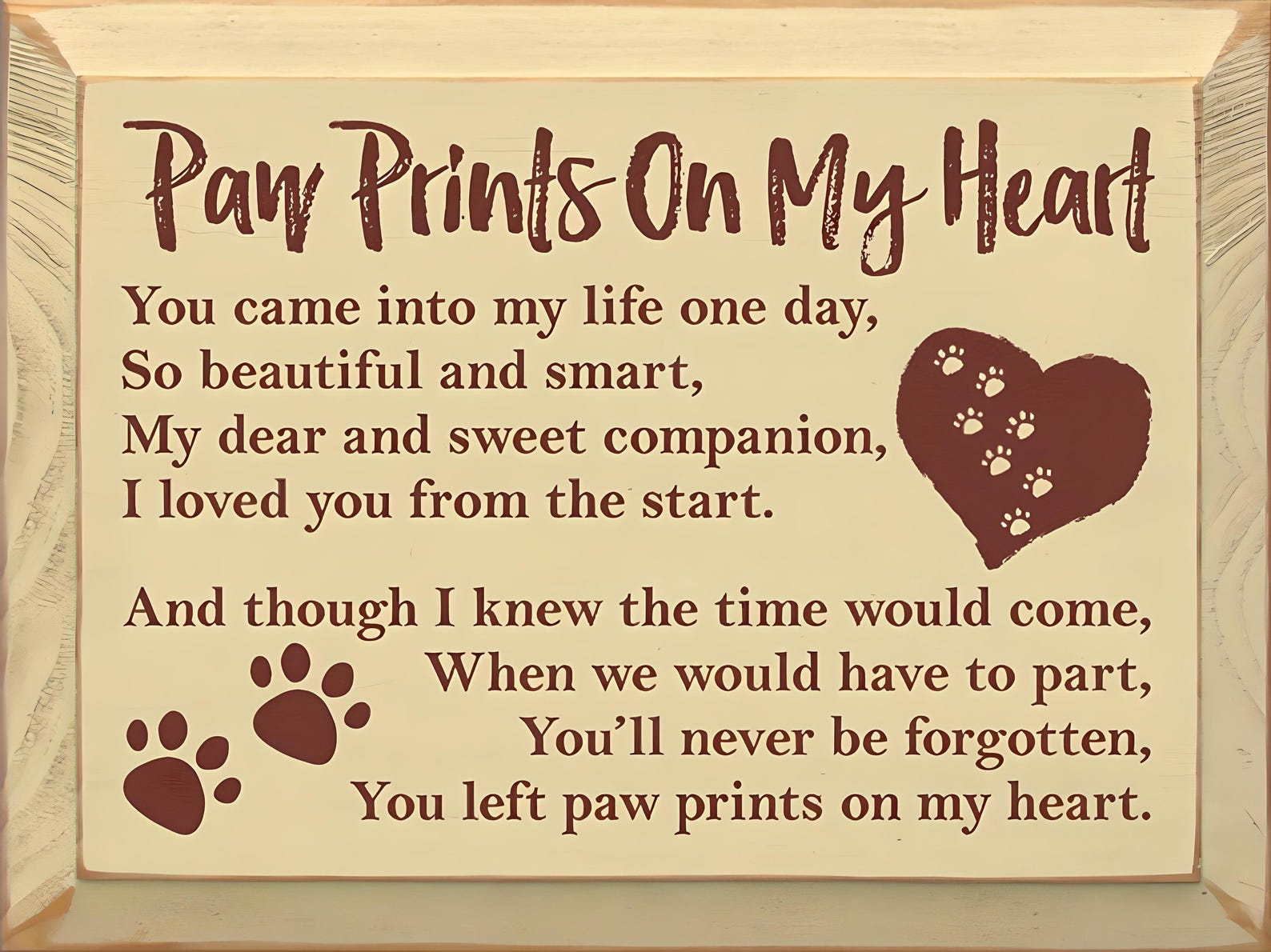 Paw Prints on My Heart Soothing Poem for Grieving Loved One AI Created ...