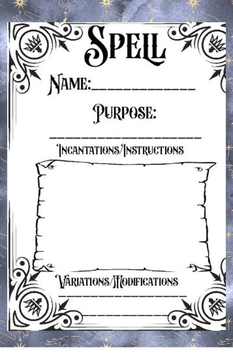 Editable Blank Spell Book Canva Template Link You Can Customize as You ...