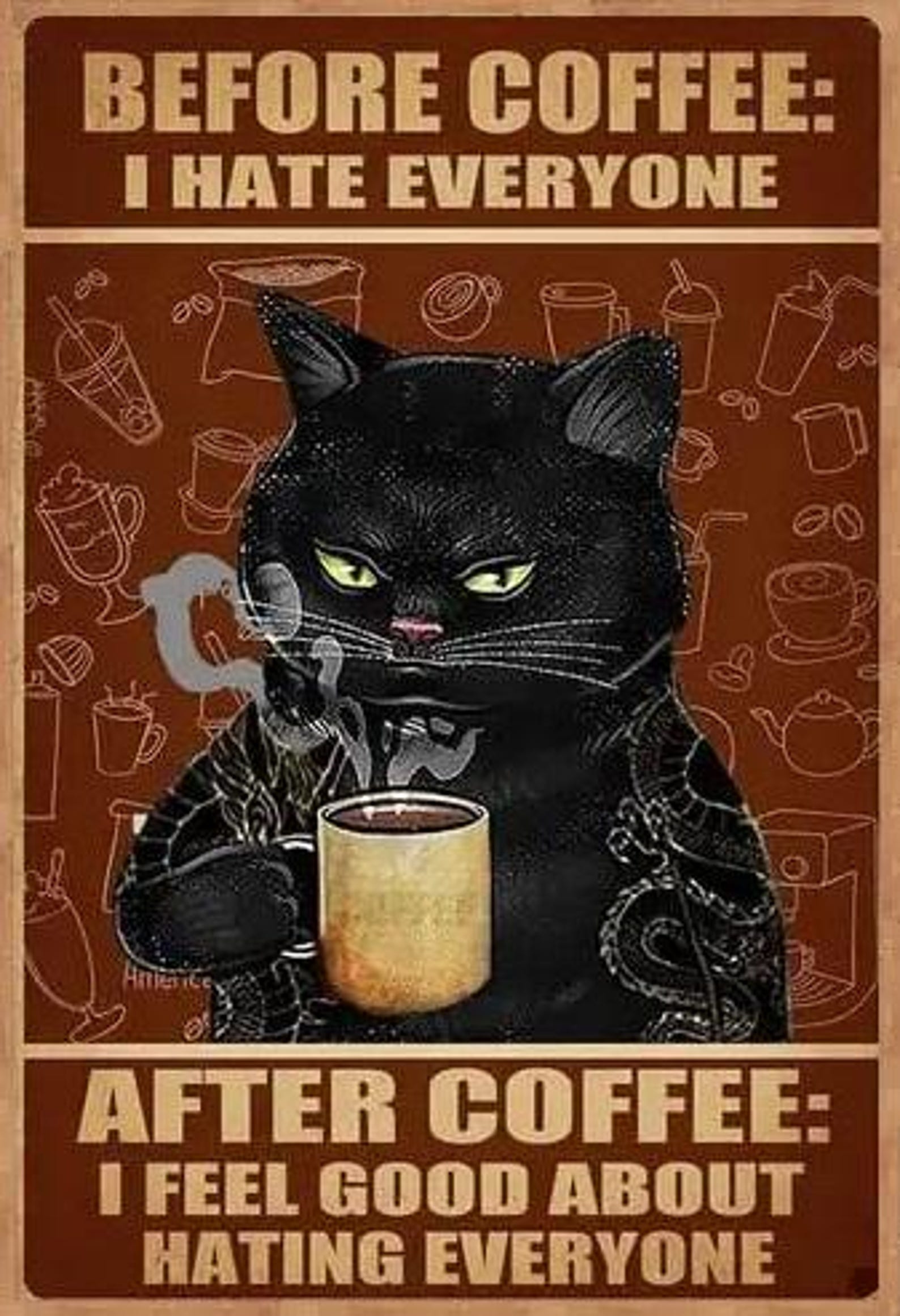 Black Cat Before Coffee After Coffee Hate Everyone AI Enhanced ...